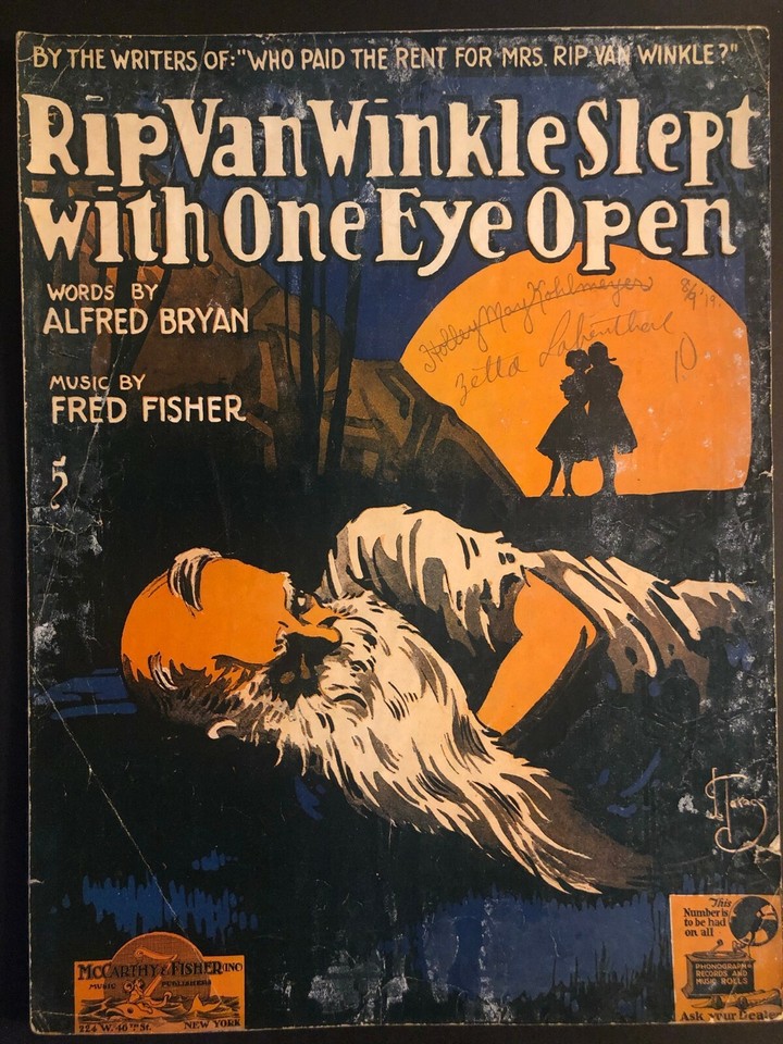 Vintage 1918 Sheet Music Rip Van Winkle Slept With One Eye Open ...