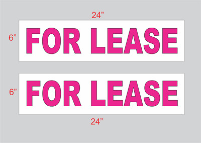 FOR LEASE Hot Pink 6"x24" REAL ESTATE RIDER SIGNS Buy 1 Get 1 FREE 2 ...