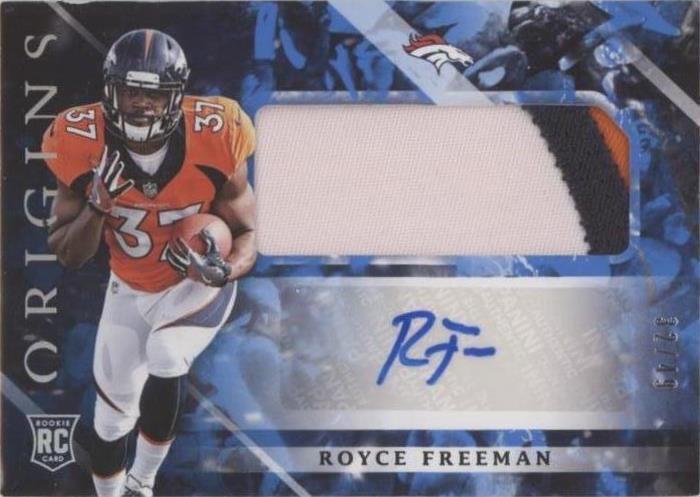 2018 Panini Origins - Rookie Jumbo Patch Autographs Royce Freeman #138 ...