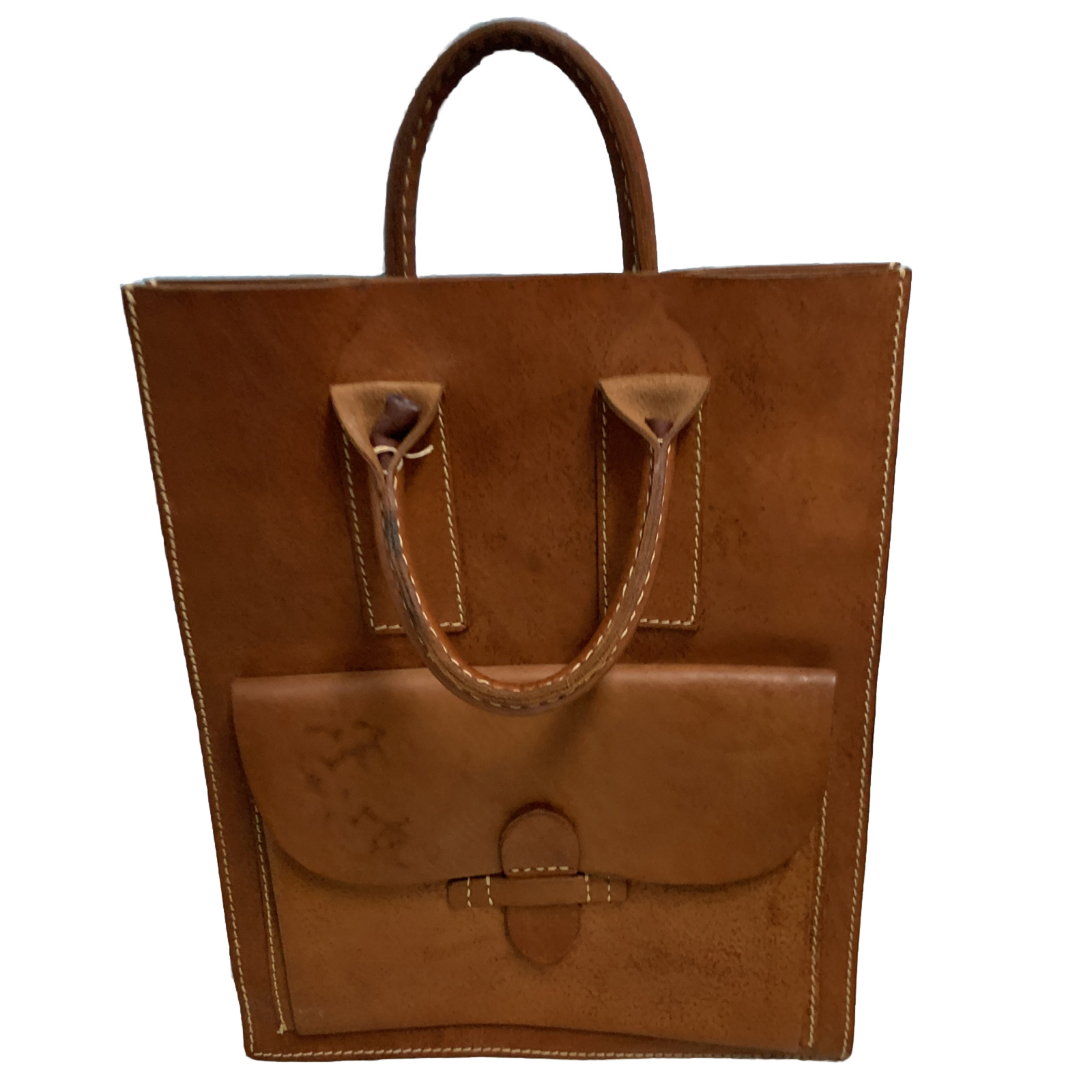 Vintage Women's Tan Genuine Leather Tote Bag Made in Poland Teacher ...