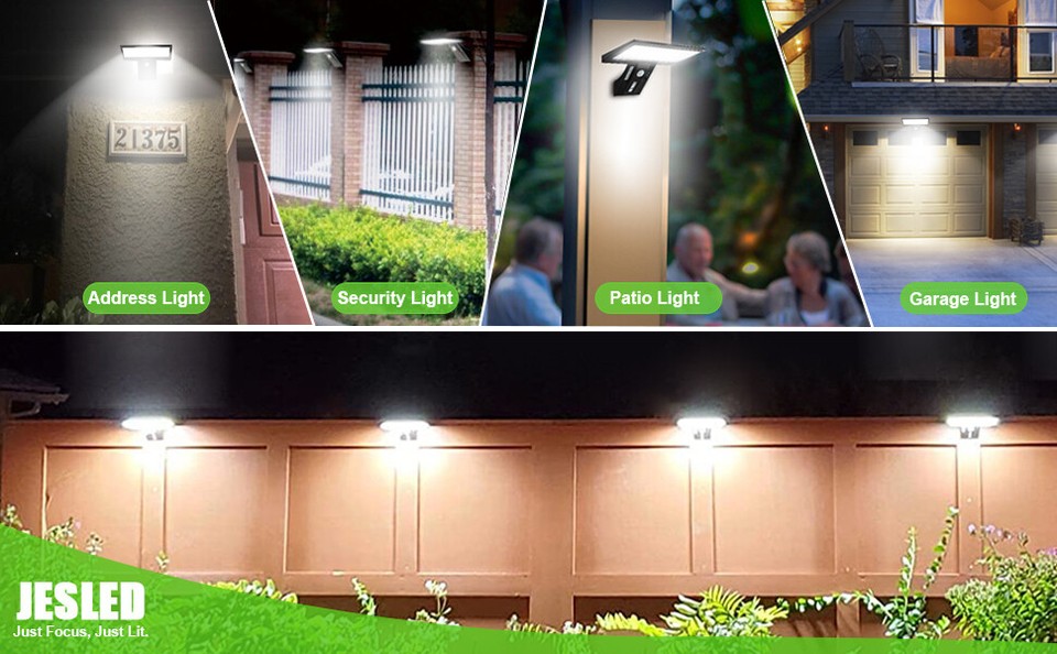 JESLED LED Solar Lights 90-LED Garden Yard Security Ourdoor Motion Wall ...