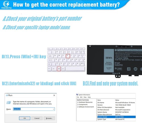 38Wh F62G0 39DY5 Laptop Battery-for Dell Inspiron13 7000 Battery 7373 2 ...