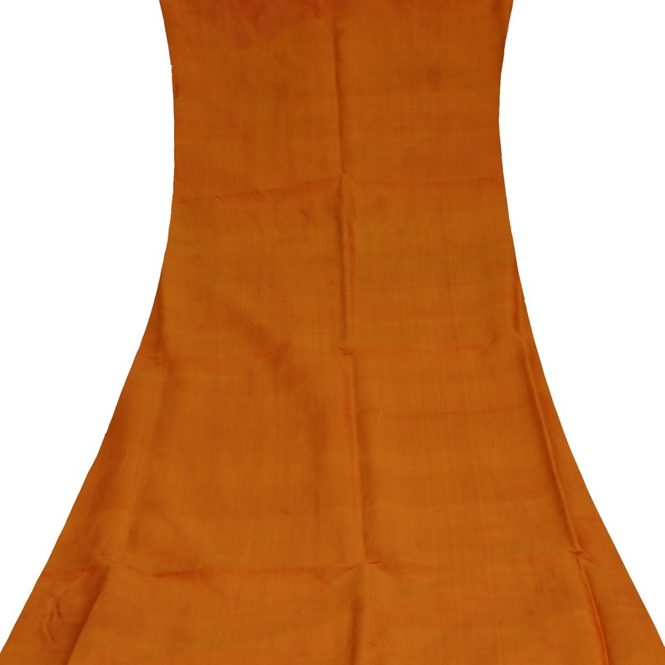 Vintage Dual Tone Yellow & Orange Silk Hand Woven Sari Remnant 6YD silk ...