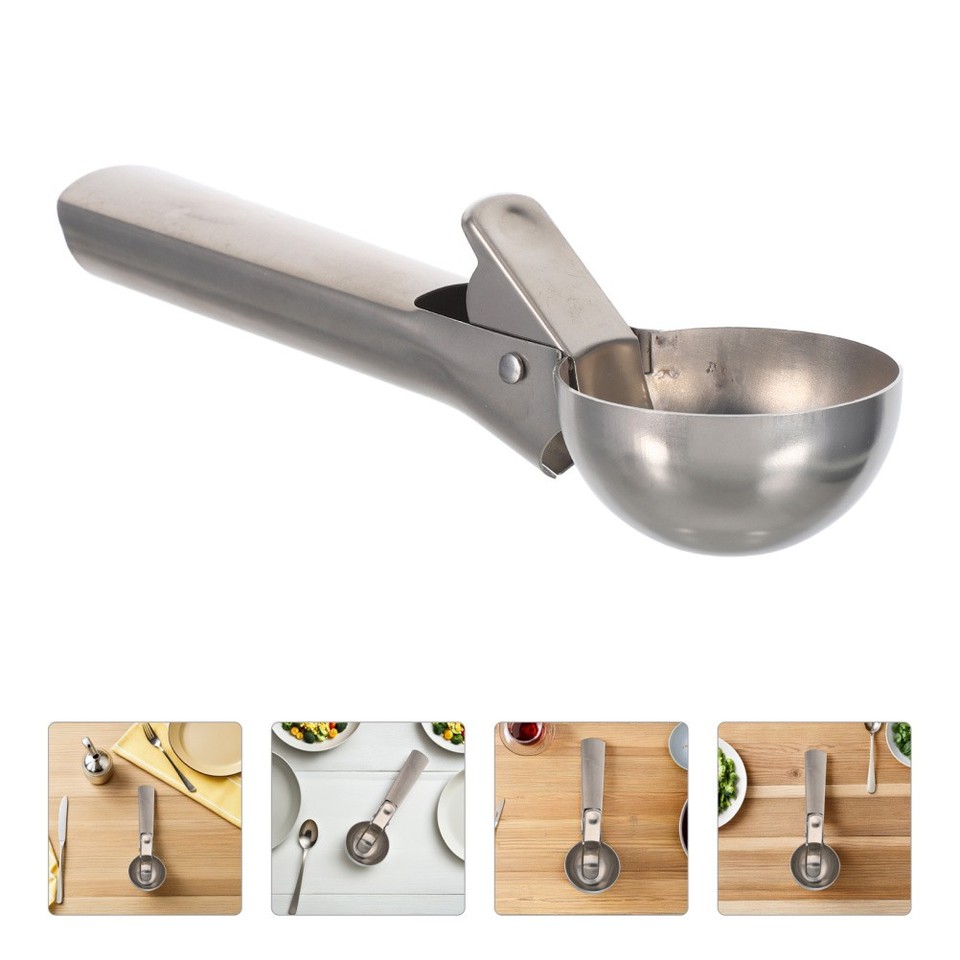 Ice-Cream Ball Spoon: Stainless Steel Ice Cream Scoop with Trigger ...