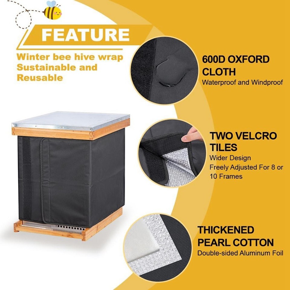 Winter Bee Hive Wrap for 8 and 10 Frame Beehives, Oxford Cloth ...