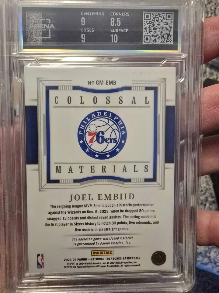 2023 National Treasures Joel Embiid Colossal Materials Super Prime /1 ...