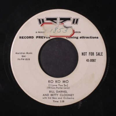 BILL DARNELL & BETTY CLOONEY: ko ko mo / so all alone X 7" Single 45 ...