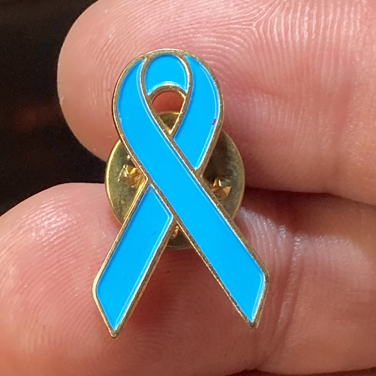 Blue Support Ribbon Lapel Pin Hat Jacket Vest EUC K477 | eBay