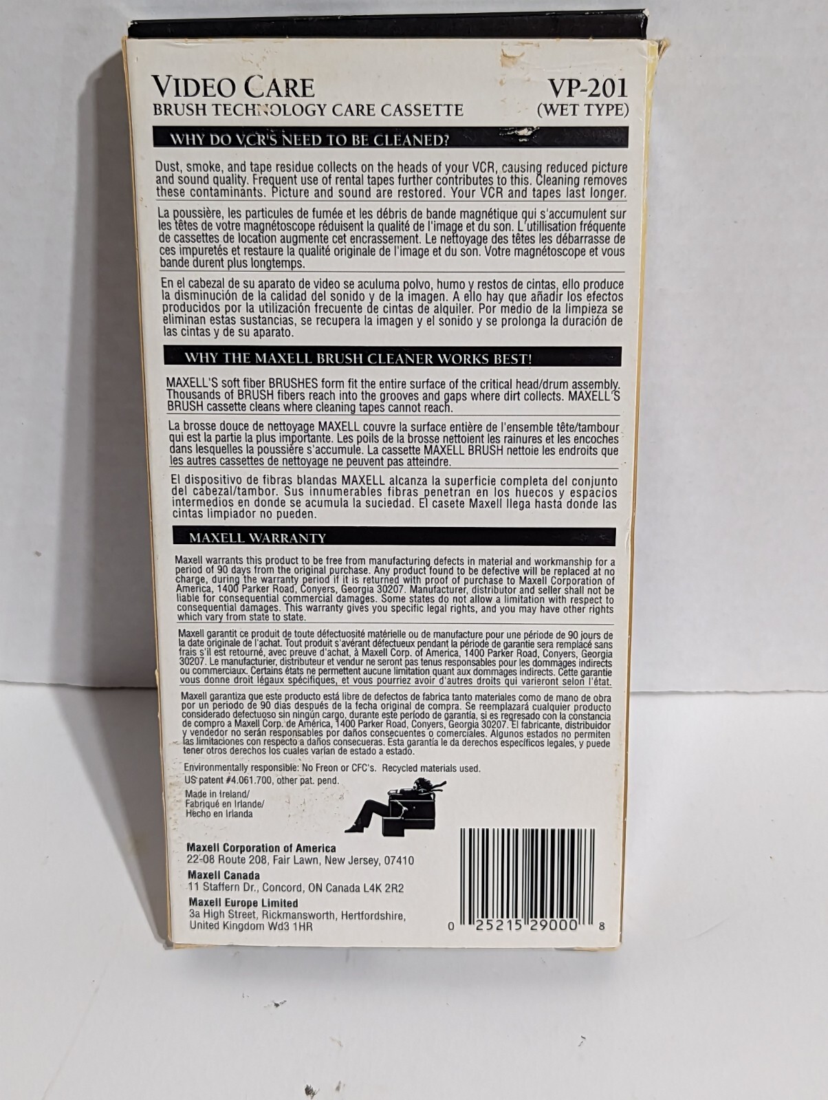 Maxell Professional VCR Video Head Cleaner. With Cleaning Solution. | eBay