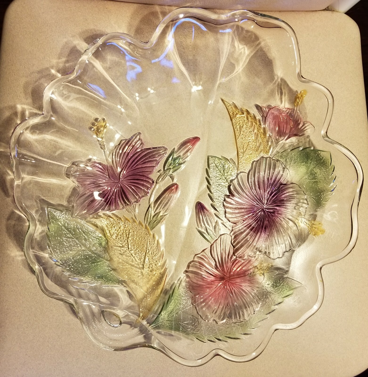 Savoir Vivre Crystal Hibiscus Large Serving Tray Platter Dish Japan | eBay