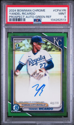 2024 Bowman Chrome #CPAYRI Yandel Ricardo 1st Chrome Green Auto /99 PSA ...