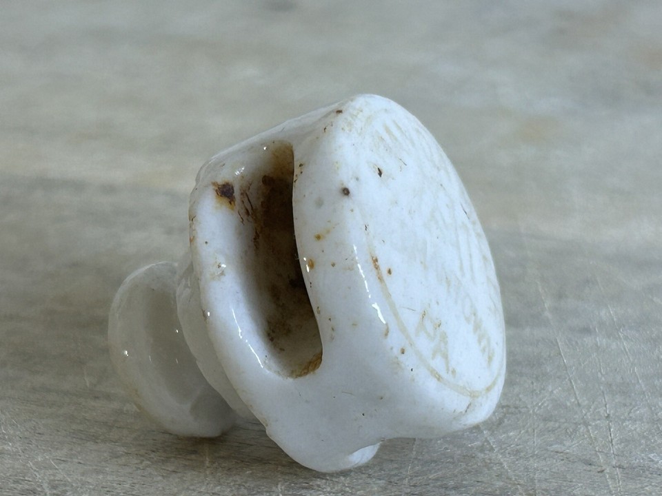 Antique AMANDA MILLER Germantown PA Blob Top PORCELAIN HUTTER Bottle ...