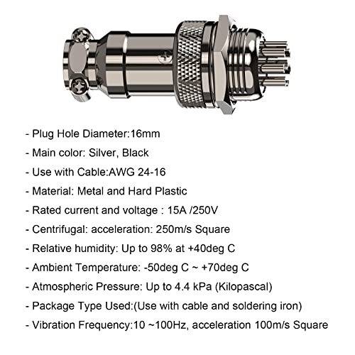 Aviation Plug 8-Pin 16mm Metal Male Female Panel Connector GX16-8Pack ...