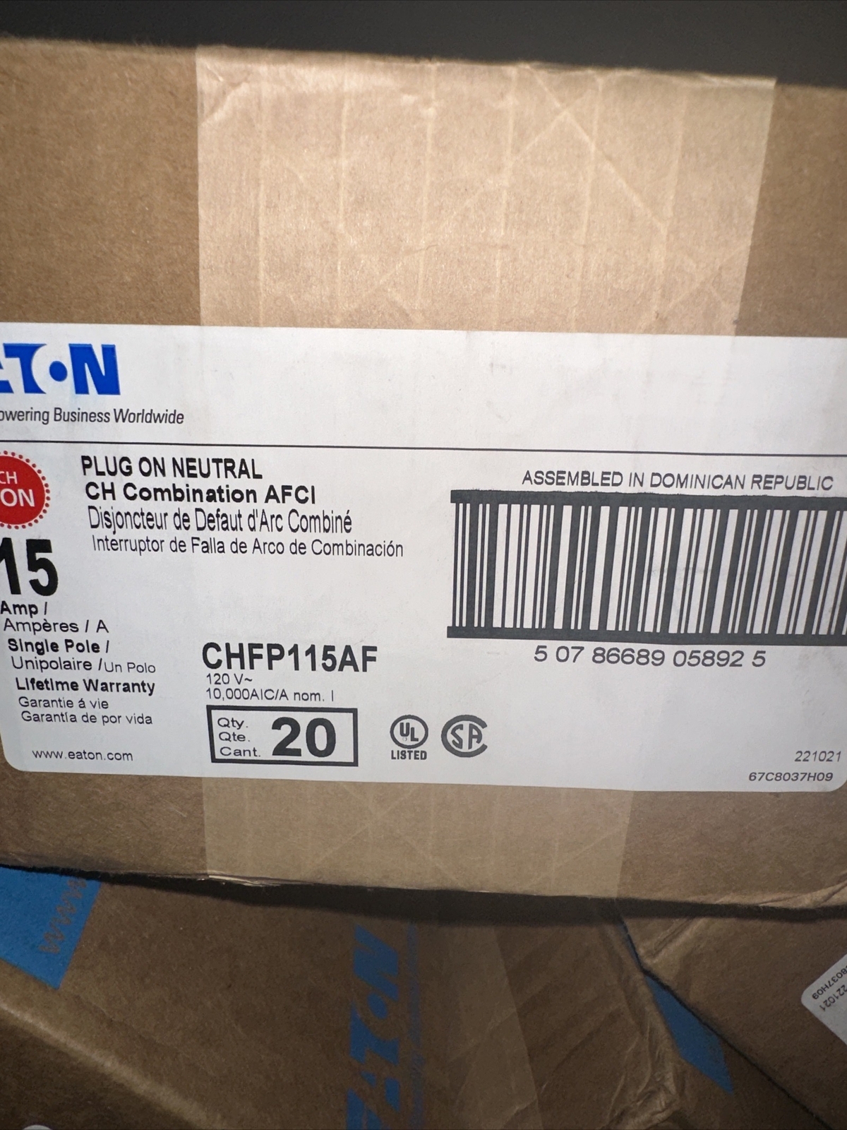 CHFP115AF 20 PCS EATON CUTLER HAMMER 15 AMP PLUG ON ARC-FAULT CIRCUIT ...