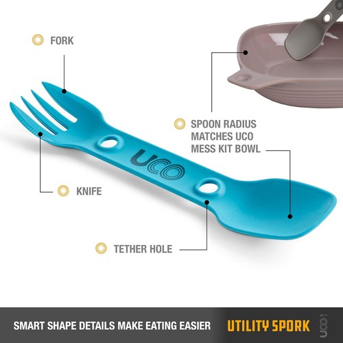 UCO Utility Spork 3-in-1 Combo Spoon-Fork-Knife Camping 4-Pack, Venture ...