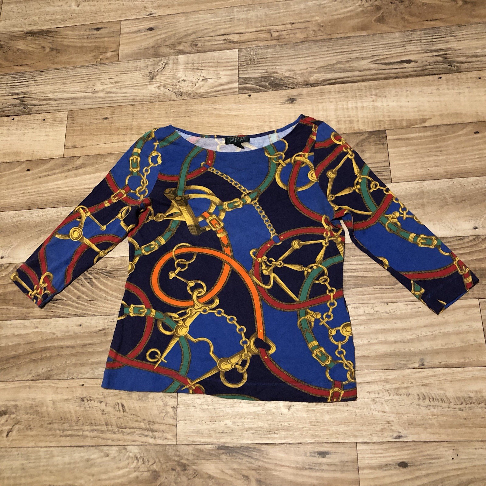 Lauren Ralph Lauren chain link pattern blouse size PL… - Gem