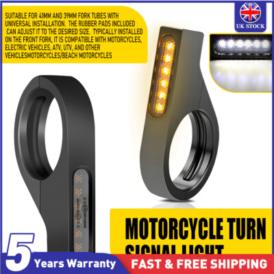 Motorcycle 39mm Fork LED Turn Signal Light Blinker Amber White For ...