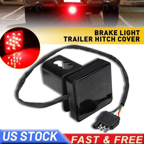 2'' Trailer Truck Hitch Towing Receiver Cover Smoked Lens 15 LED Brake ...