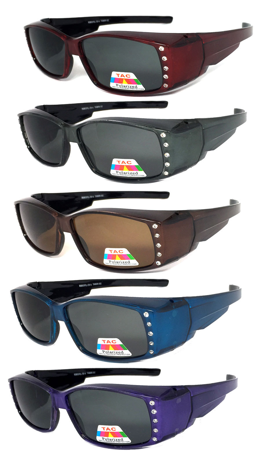 Rhinestone POLARIZED Anit Glare Rectangular Lens Cover Fit Over ...