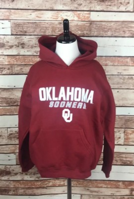 University Of Oklahoma Boomer Sooners YOUTH Medium 7-8 Maroon Hoodie ...