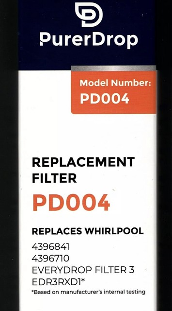 2 Purer Drop PD004 Replacement Water Filter # 3 Type Refrigerator ...