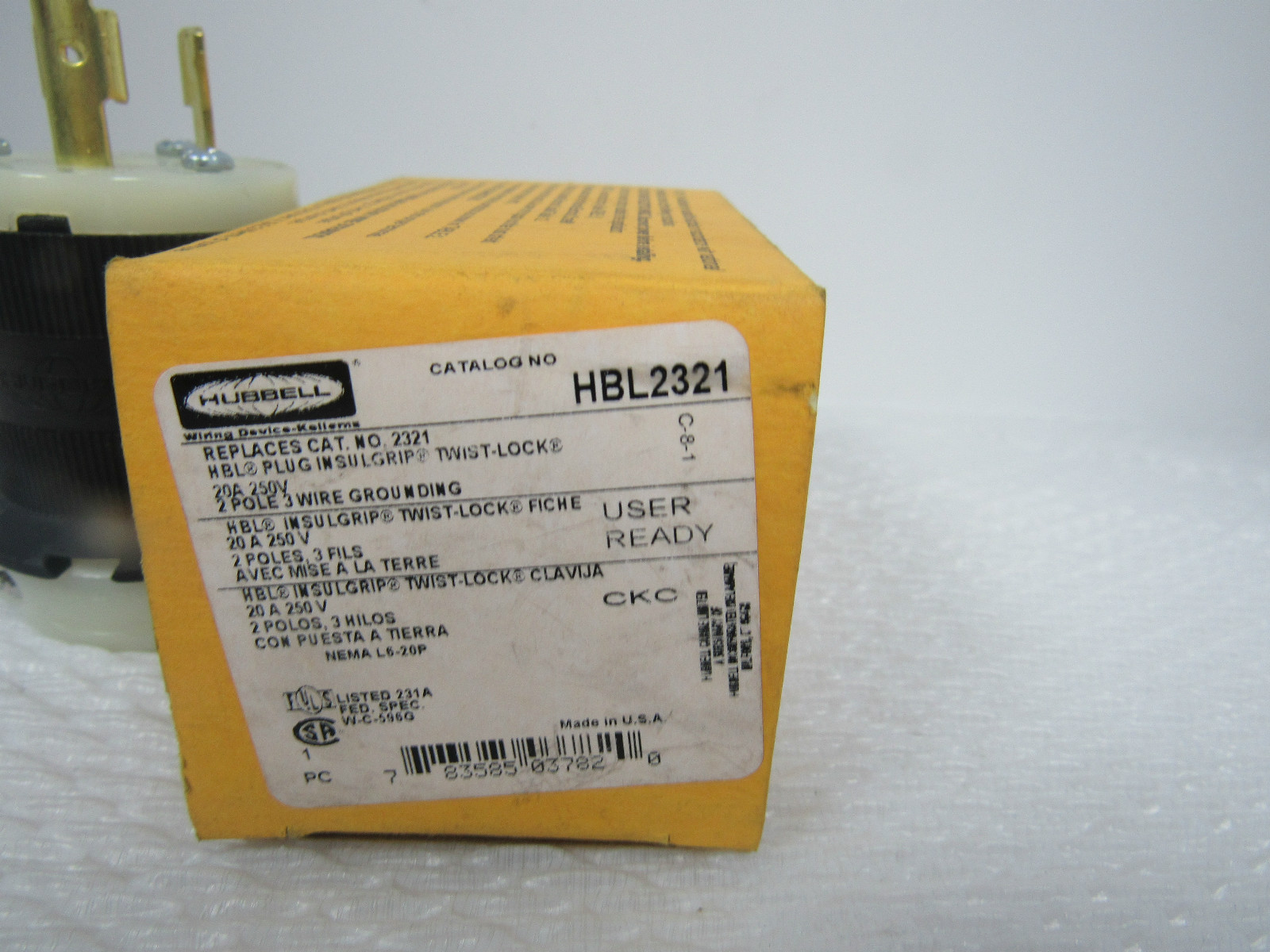 HUBBELL MALE PLUG TWIST LOCK HBL2321 20AMP/250V | eBay