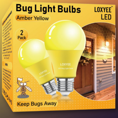 LED Bug Light Bulbs Outdoor, 2 Pack A19 Amber Yellow Bug Light Bulb | eBay