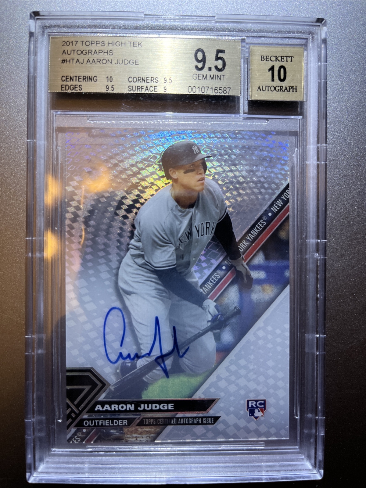 2017 Topps High Tek Aaron Judge RC Auto BGS 9.5/10 REFRACTOR GEM MINT ...