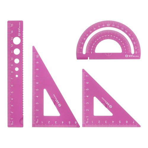 Geometry Set 15cm 8pcs Laser Engraving Metal Ruler Set Rose Red ...