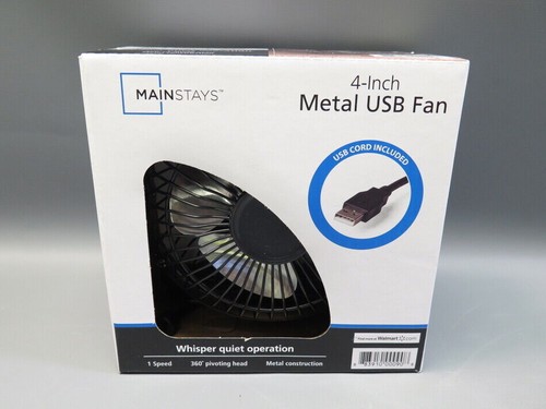 Mainstays 4 inch Metal Mini 360-degree Pivot USB Personal Desktop Fan ...
