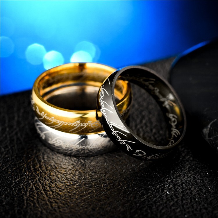 Lord of the Elvish Rings Silver Tungsten Promise One Ring Mens Comfort ...