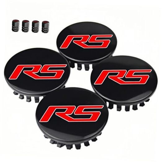 4PCS RS Wheel Center Cap Hub Cover and 4PCS RS Tire Valve Caps ...