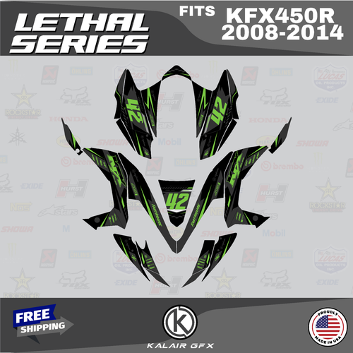 Graphics Kit for KAWASAKI KFX450R (2008-2014) Lethal Series - Green ...