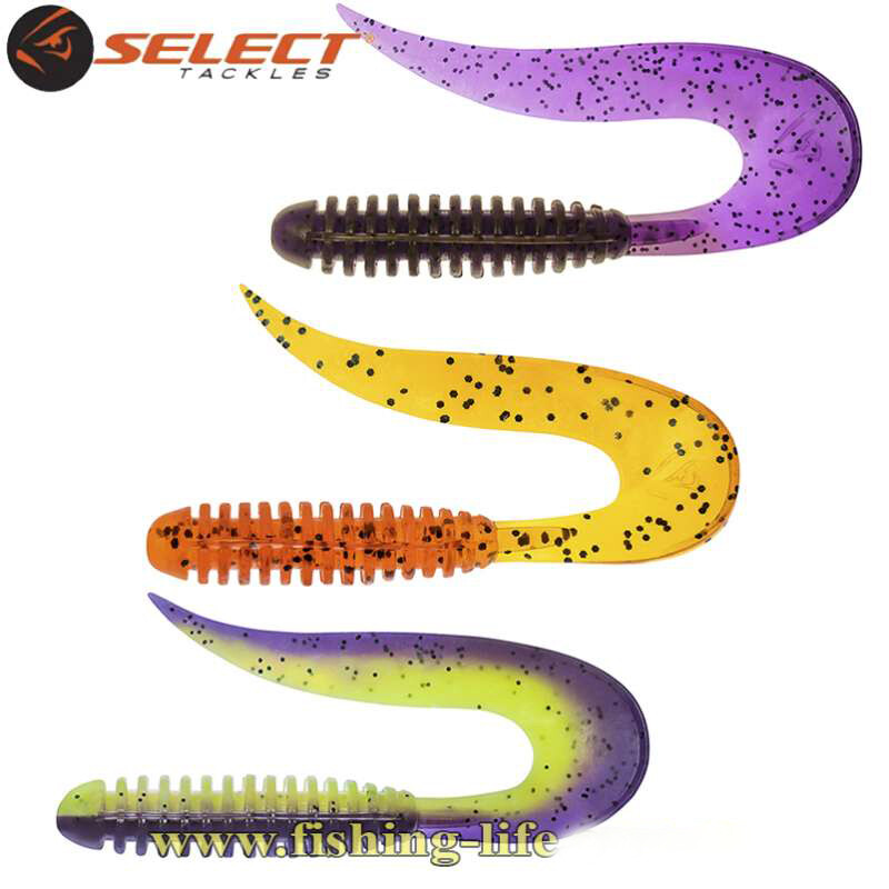 Baits Select Freek 3.3'' (7tails) Long Ribbed Worm Bass, Pike NO ...