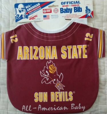 Vtg 90s ASU Arizona State Sun Devils Football Baby Infant Toddler Bib ...