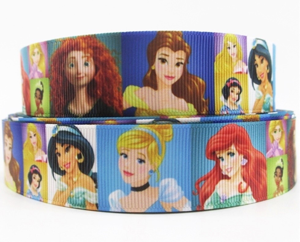 DISNEY PRINCESS RIBBON GROSGRAIN PER YARD 25mm wide 9 Princesses Crafts ...