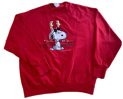 Peanuts Snoopy Santa Helper XL Red Sweatshirt | eBay