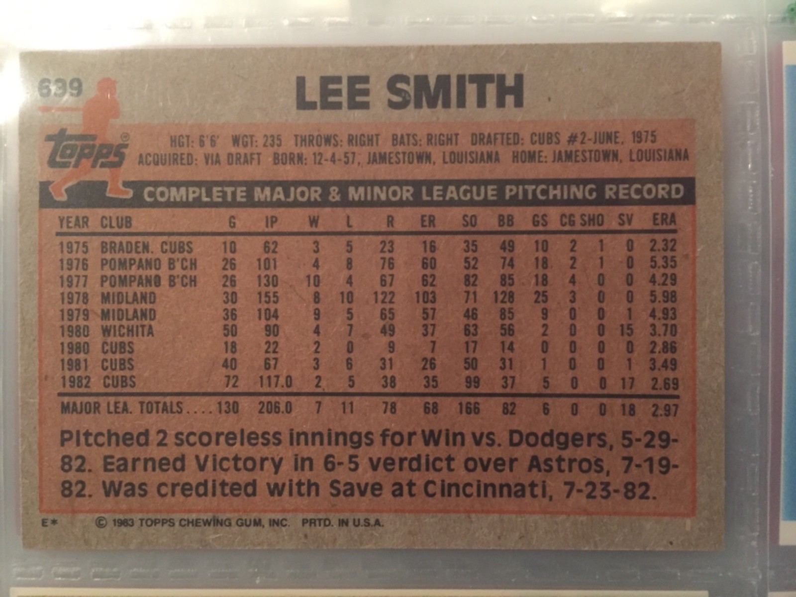 1983 Topps - Lee Smith #699 for sale online | eBay