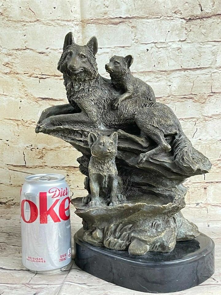Art Bronze Sculpture Statue Figure Wolf German Shepherd Dog Marble ...