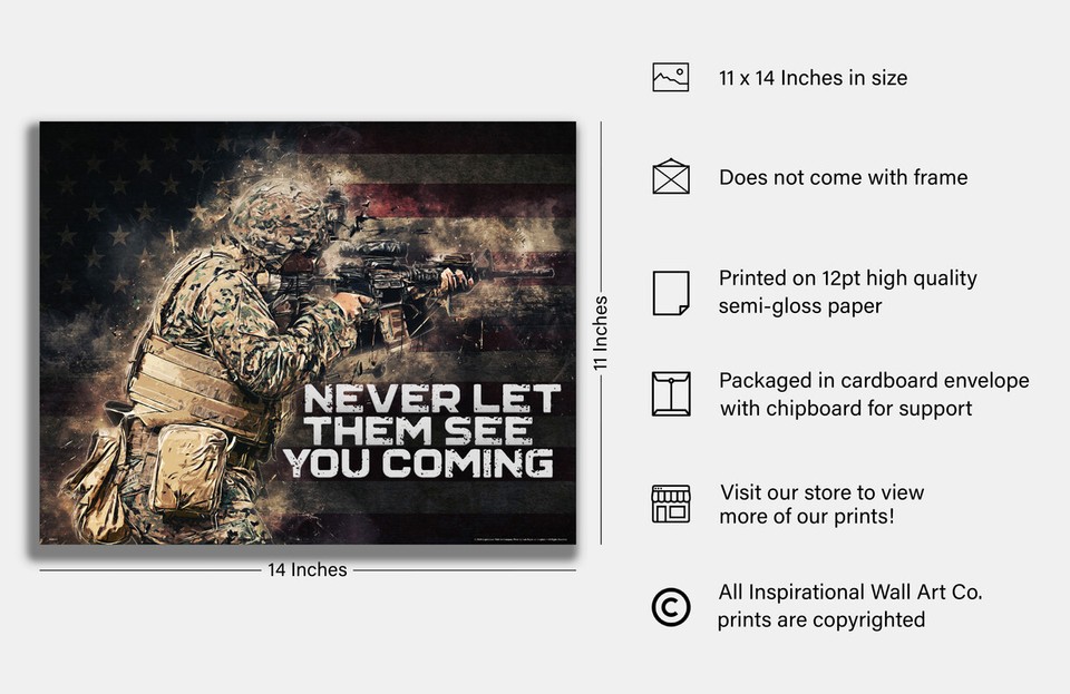 Military Motivational Poster Art Print 11x14 Army US Marines Infantry ...