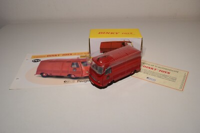 A40 1:43 DINKY TOYS ATLAS 570P PEUGEOT J7 FIRE VAN MIB + LEAFLET ...