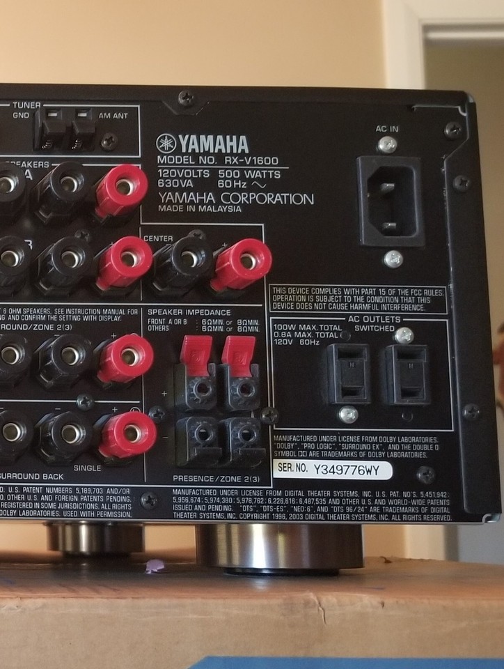 Yamaha RX V1600 7.1 Channel AV Receiver, 120W/channel 27108924229 | eBay