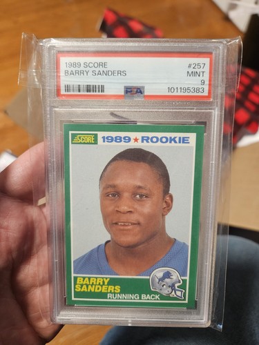1989 SCORE BARRY SANDERS ROOKIE CARD RC #257 PSA 9 MINT Detroit Lions ...