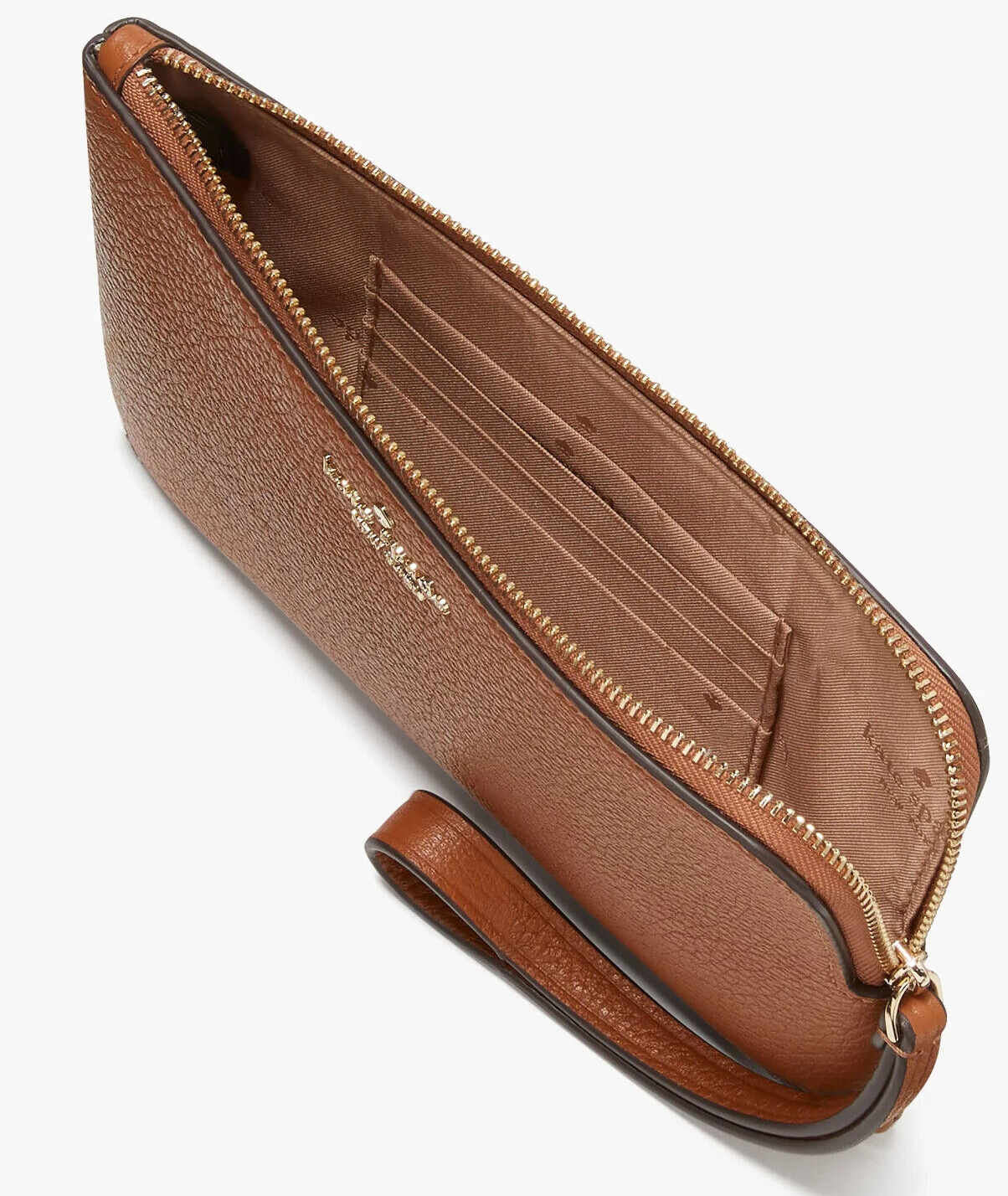 Kate Spade Leila Medium L-Zip Wristlet Brown Leather Wallet KE933 NWT ...