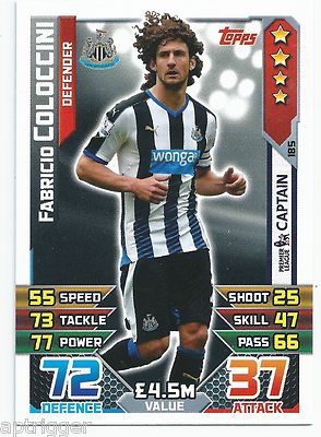 2015 / 2016 EPL Match Attax Base Card (185) Fabricio COLOCCINI ...