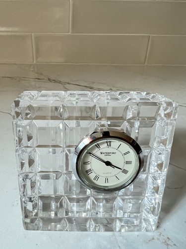 Waterford Crystal Square 3" Small Desk Clock White Dial Made In Ireland ...