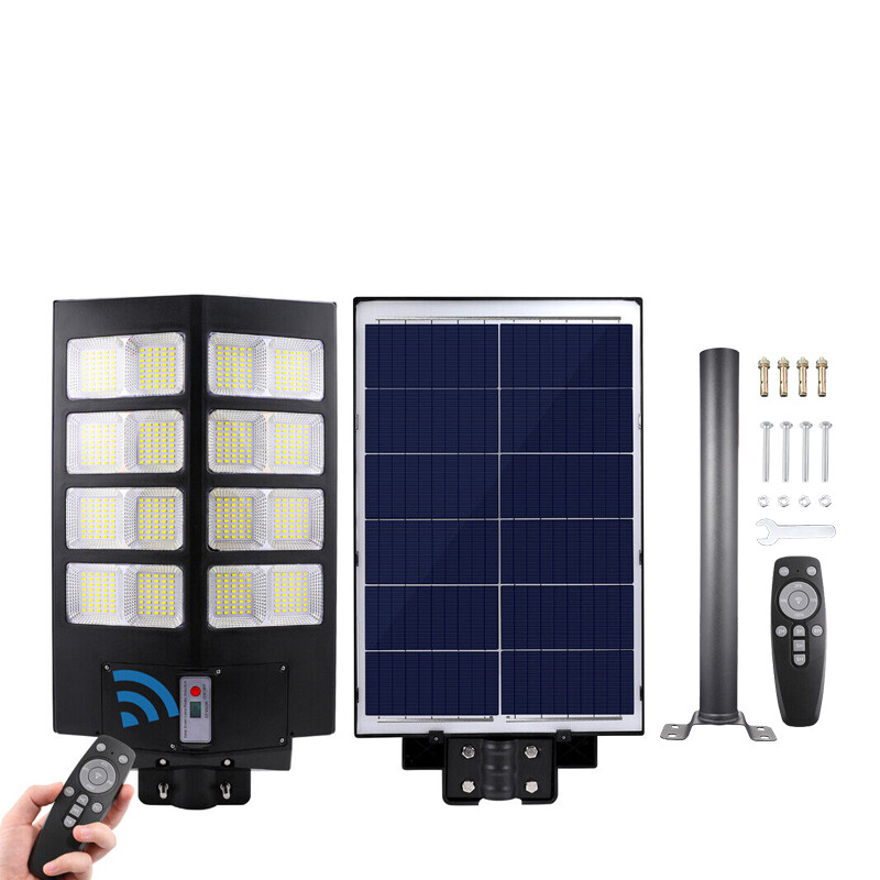 LED Street Light Solar Power with Pole Remote Control sensor Waterproof ...