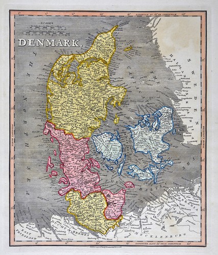 1812 Darton Union Atlas Map Denmark Copenhagen Holstein Odense Aarhus ...