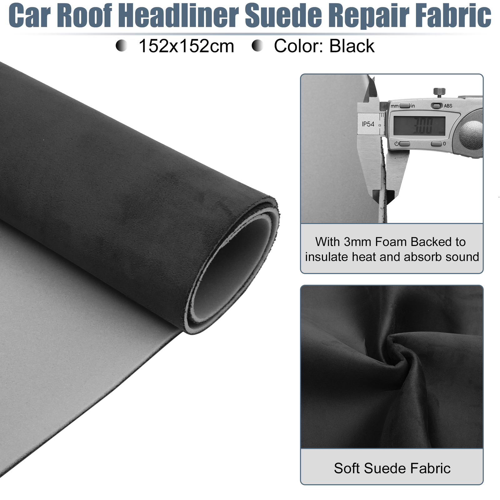 Suede Headliner Fabric 60" x 60" Foam Backed for Car RV DIY Repair ...