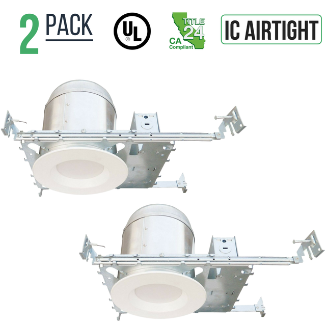 6 Inch LED Recessed Construction Can Light Kit 15 Watt 1000 Lumens 2 ...